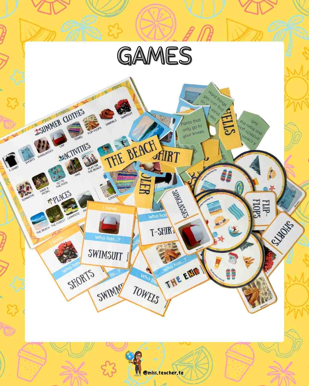 Profes Papel Tijera SUMMER VOCABULARY BUNDLE