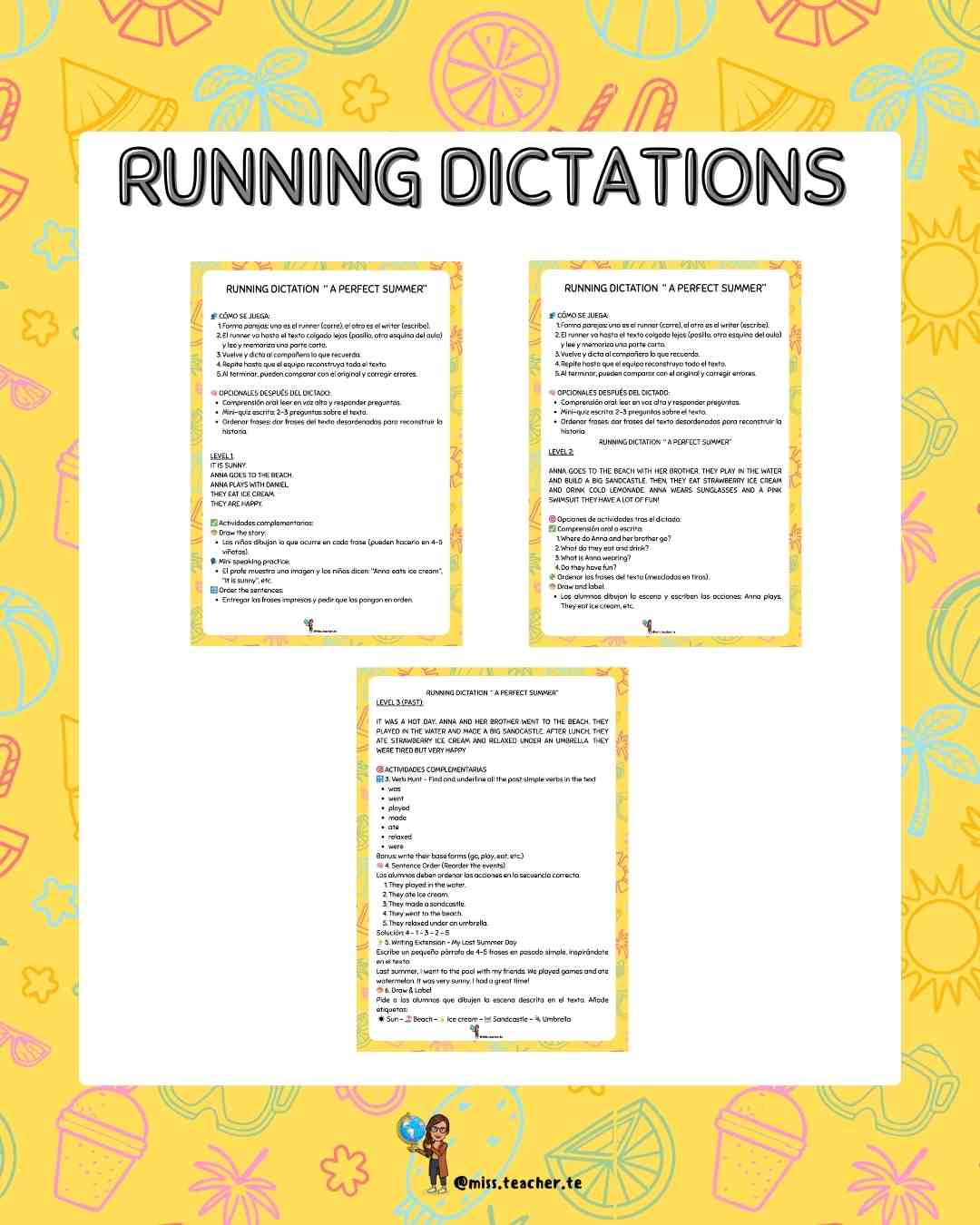 Profes Papel Tijera SUMMER VOCABULARY BUNDLE