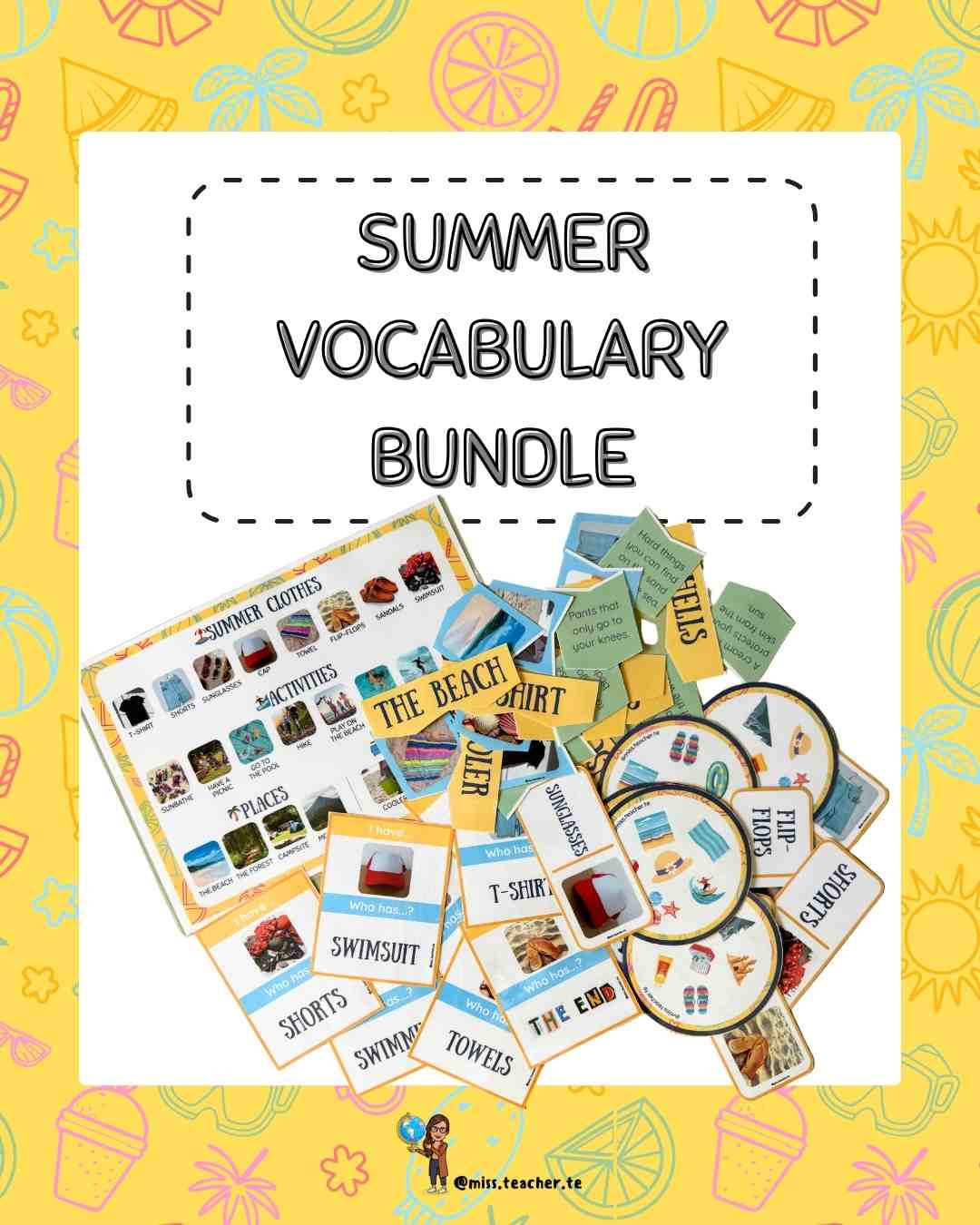Profes Papel Tijera SUMMER VOCABULARY BUNDLE
