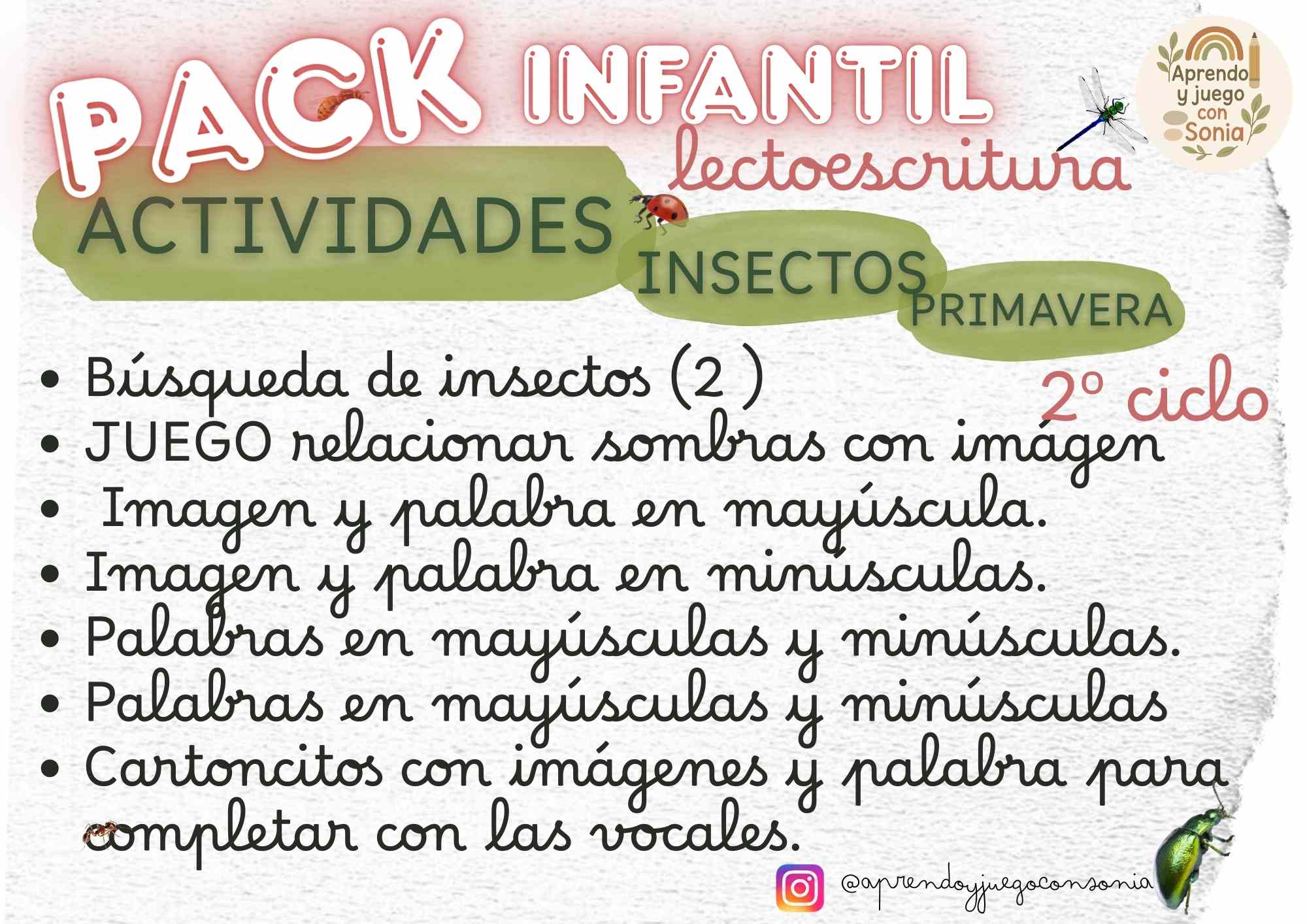 Profes Papel Tijera PRIMAVERA INSECTOS LECTOESCRITURA