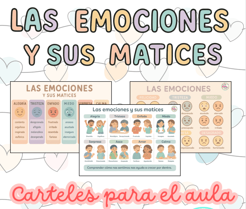 Profes Papel Tijera EMOCIONES Y SUS MATICES: CARTELES PARA EL AULA