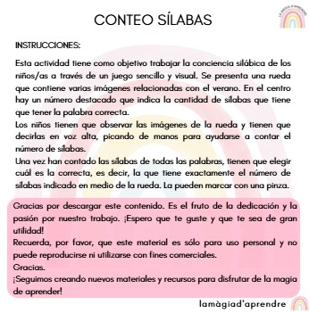 Profes Papel Tijera Conteo sílabas VERANO