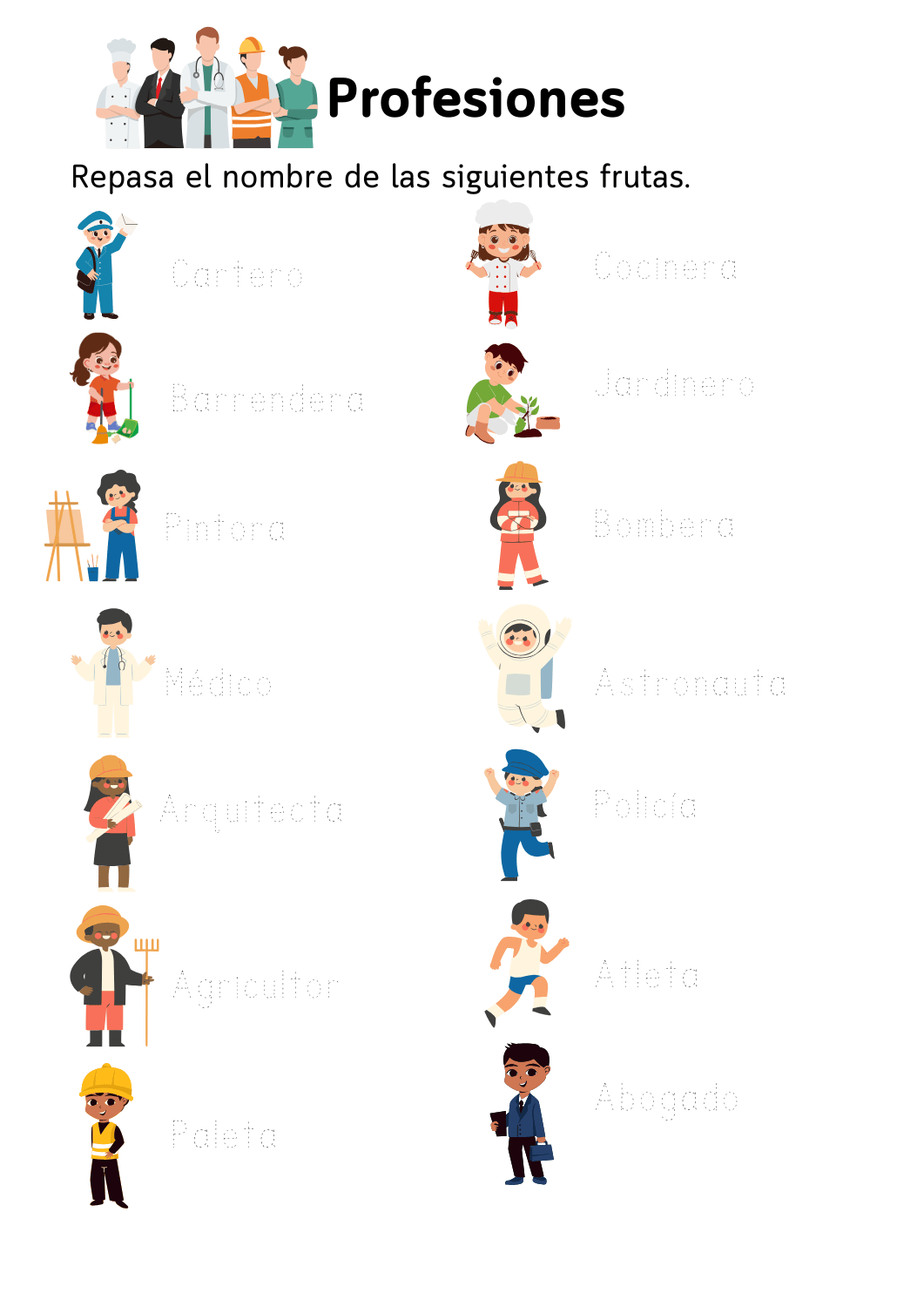 Profes Papel Tijera Vocabulario de las profesiones