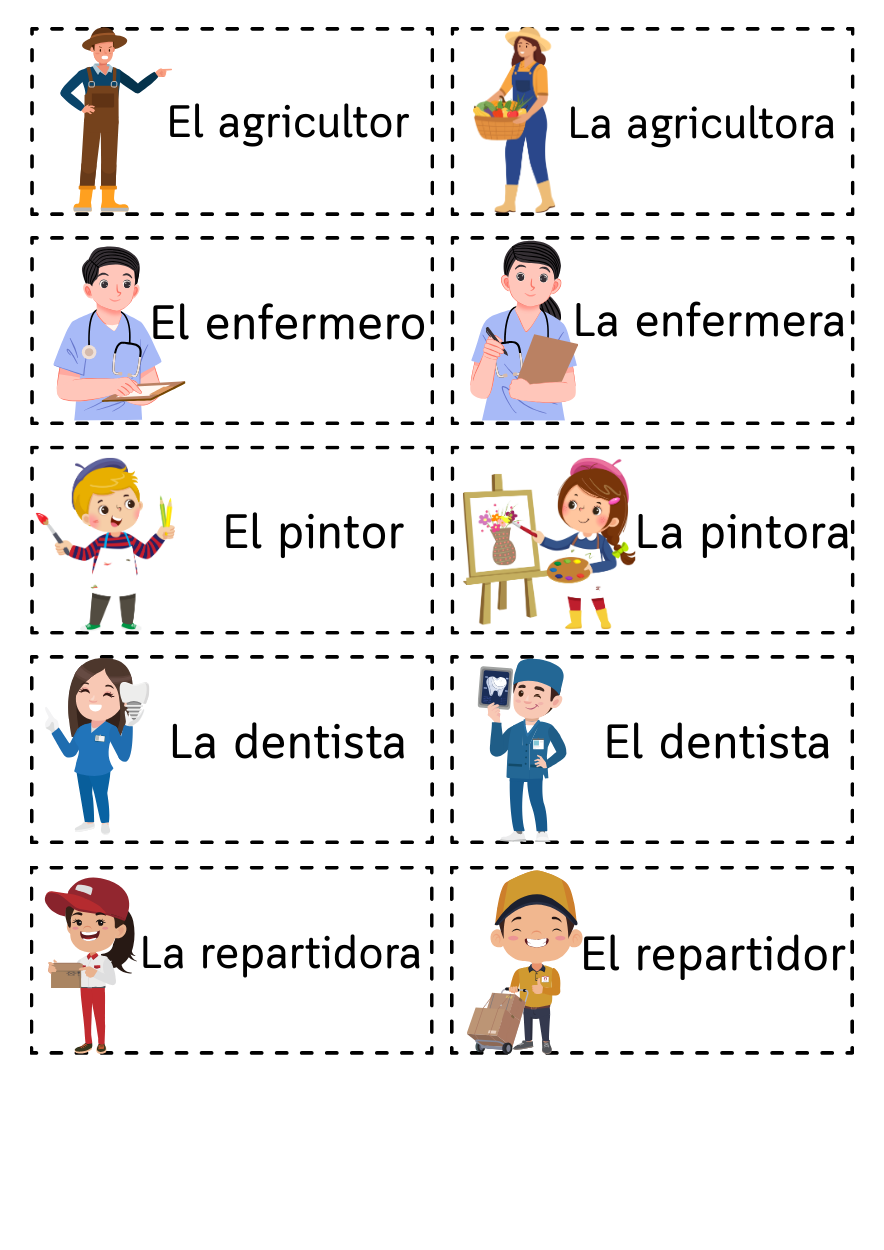 Profes Papel Tijera Vocabulario de las profesiones