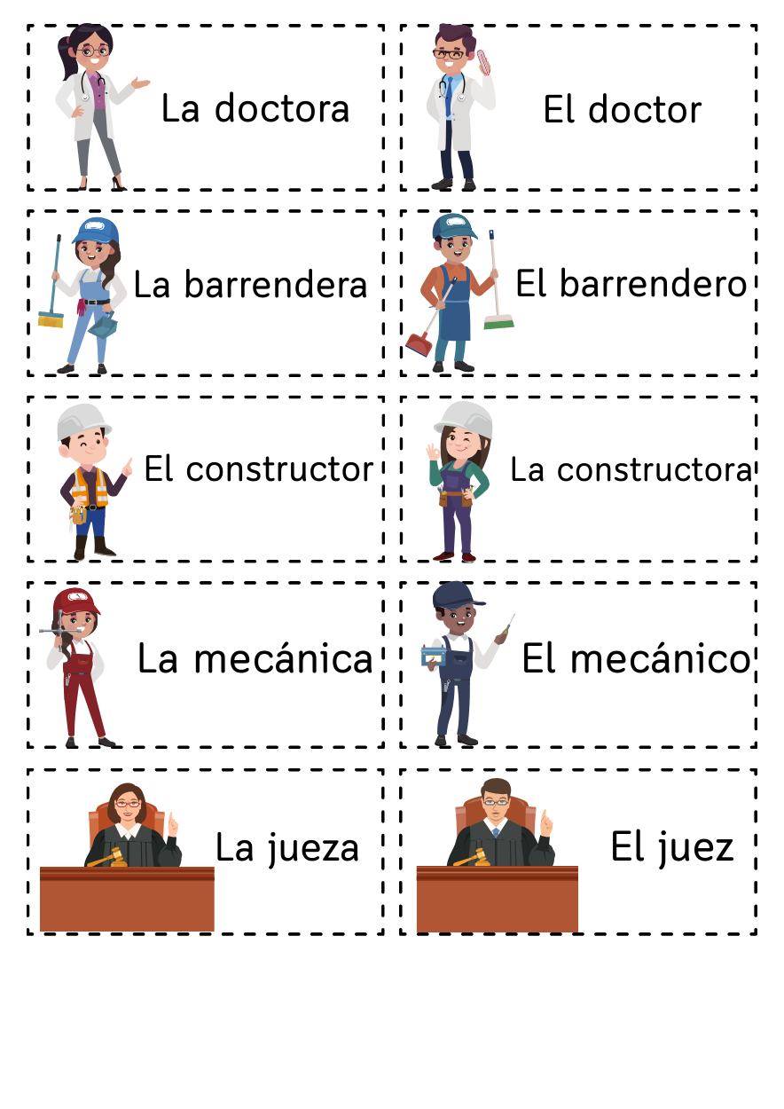 Profes Papel Tijera Vocabulario de las profesiones