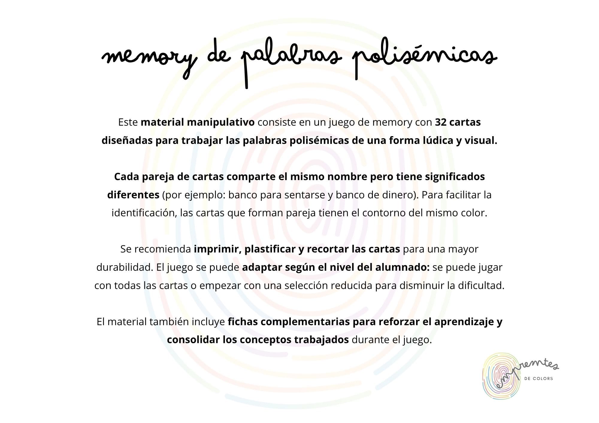 Profes Papel Tijera MEMORY PALABRAS POLISÉMICAS