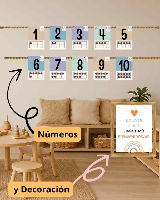 Profes Papel Tijera Pack de decoración para el aula – Estilo Boho CAT/CAST
