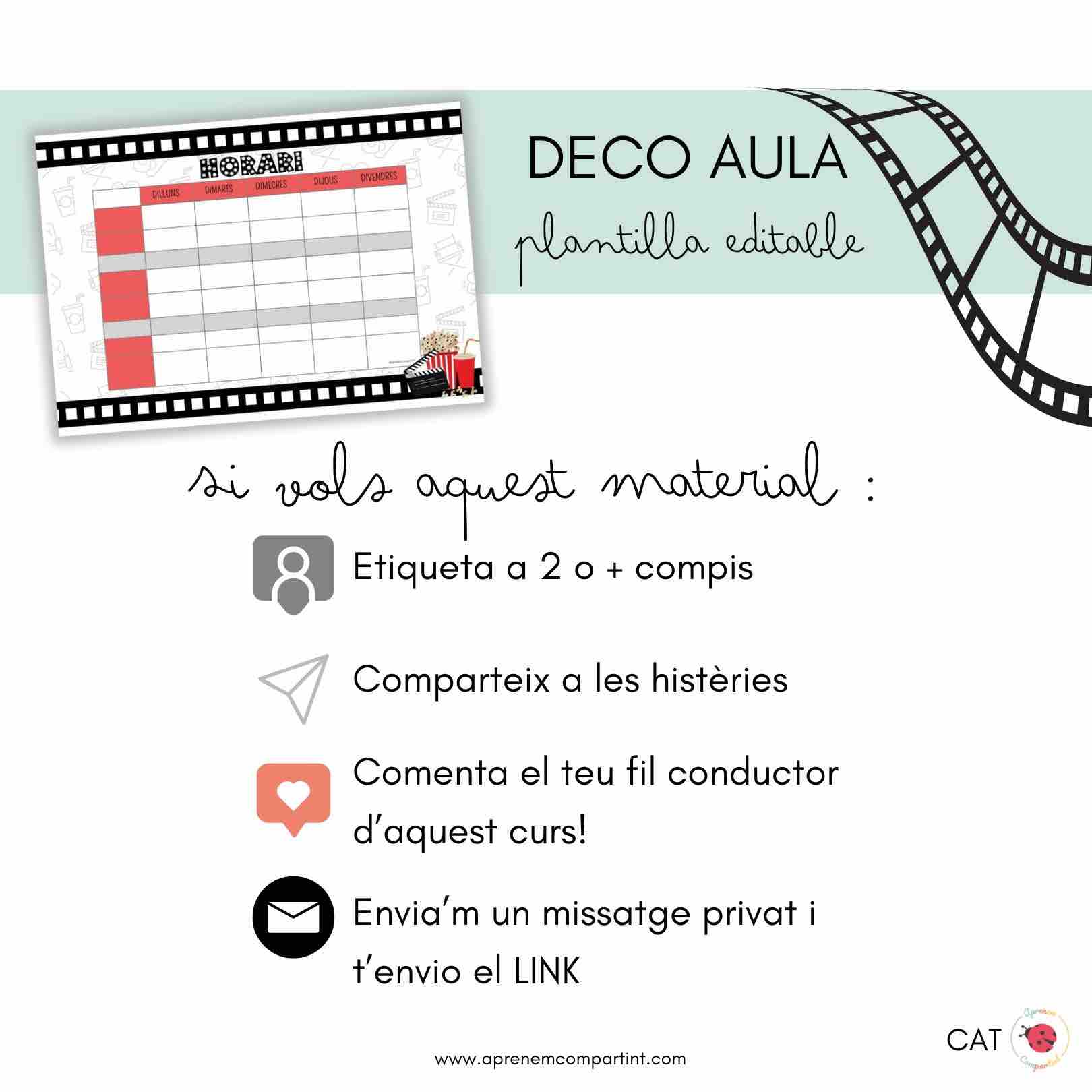 Profes Papel Tijera PACK Decoració Aula_ EL CINE (Plantilla editable Canva)