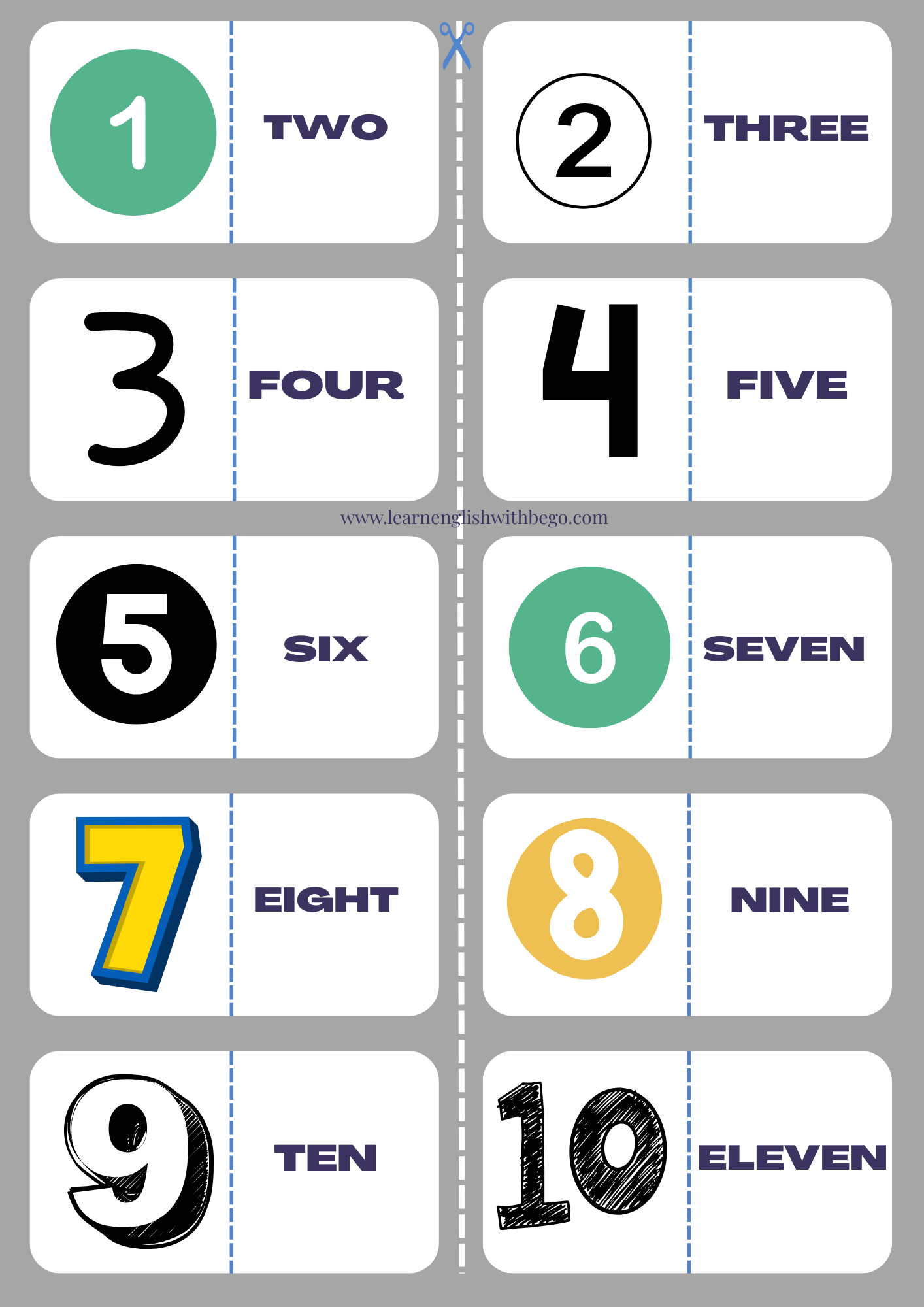 Profes Papel Tijera Domino numbers 1-20