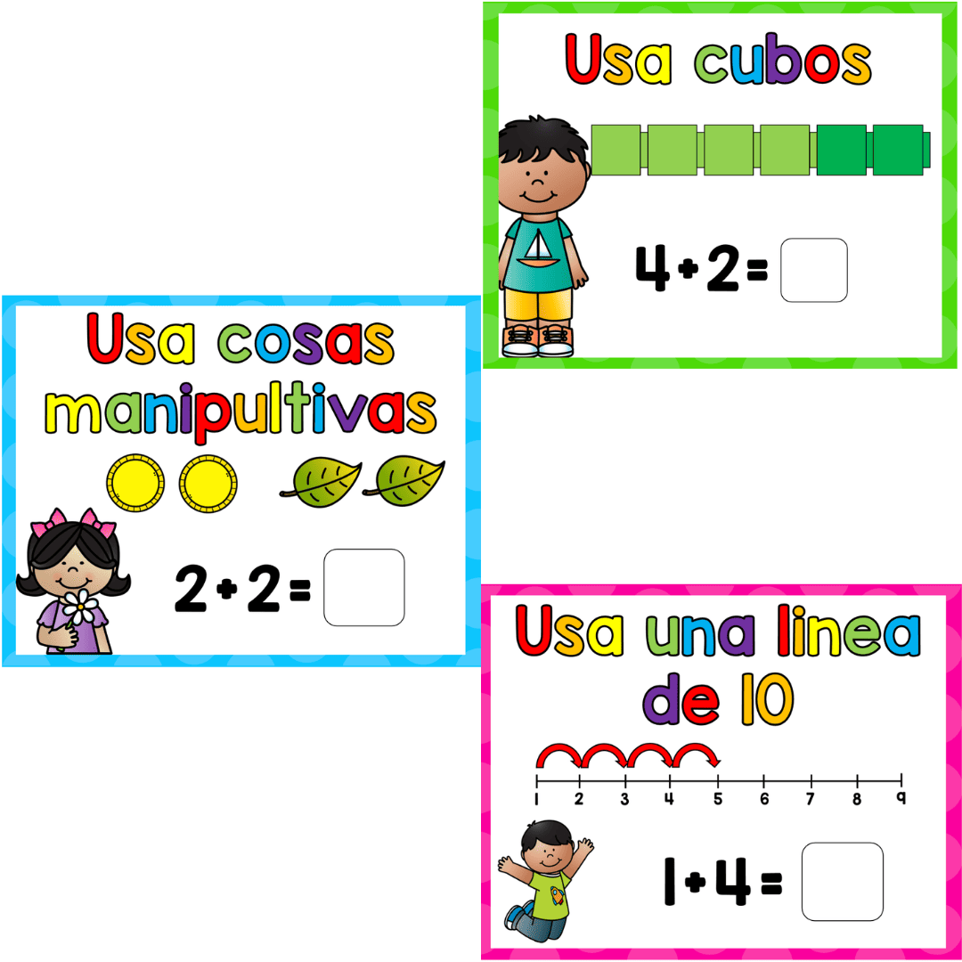 Profes Papel Tijera Estrategias para sumas - Pósters