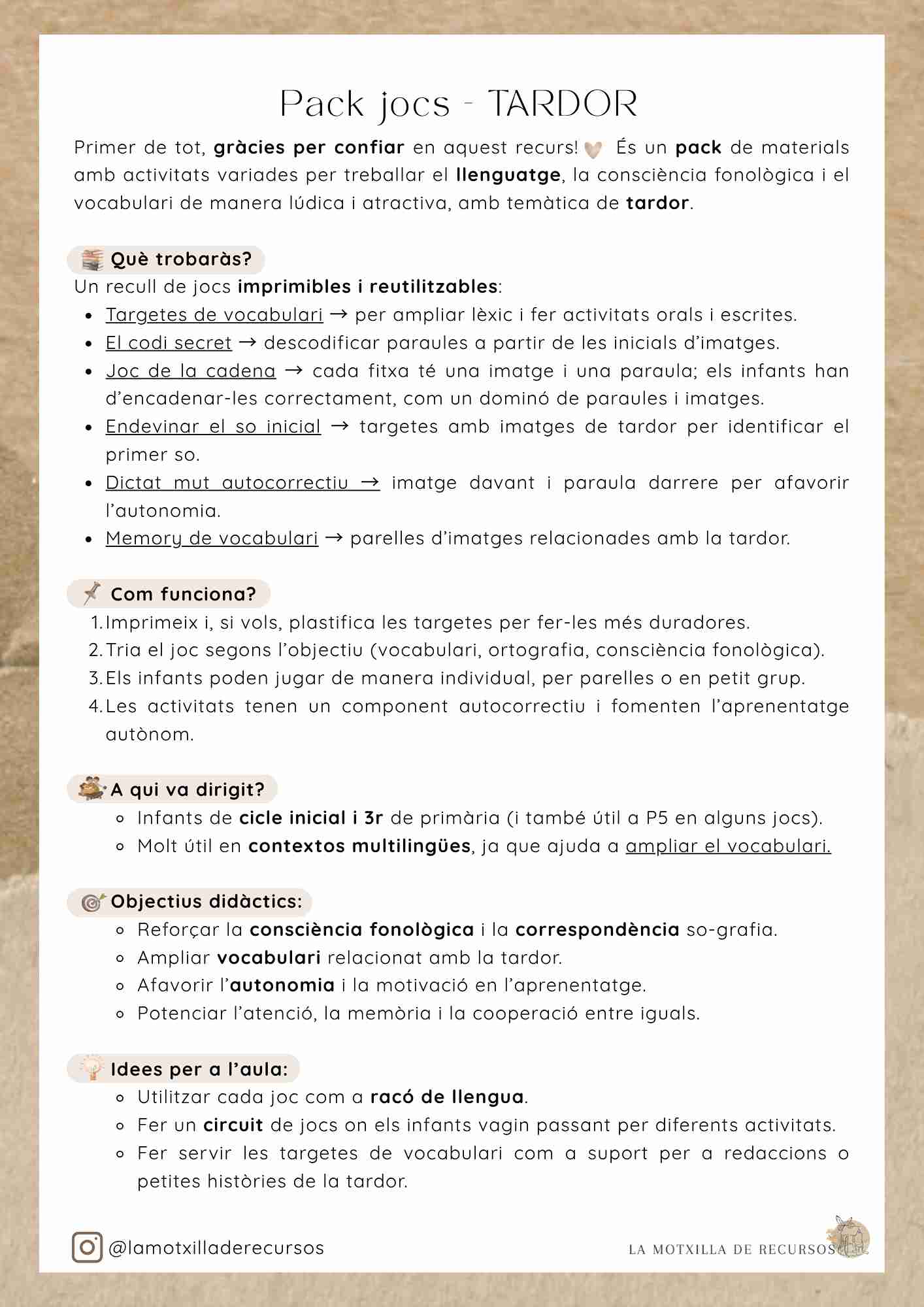 Profes Papel Tijera Pack jocs - TARDOR