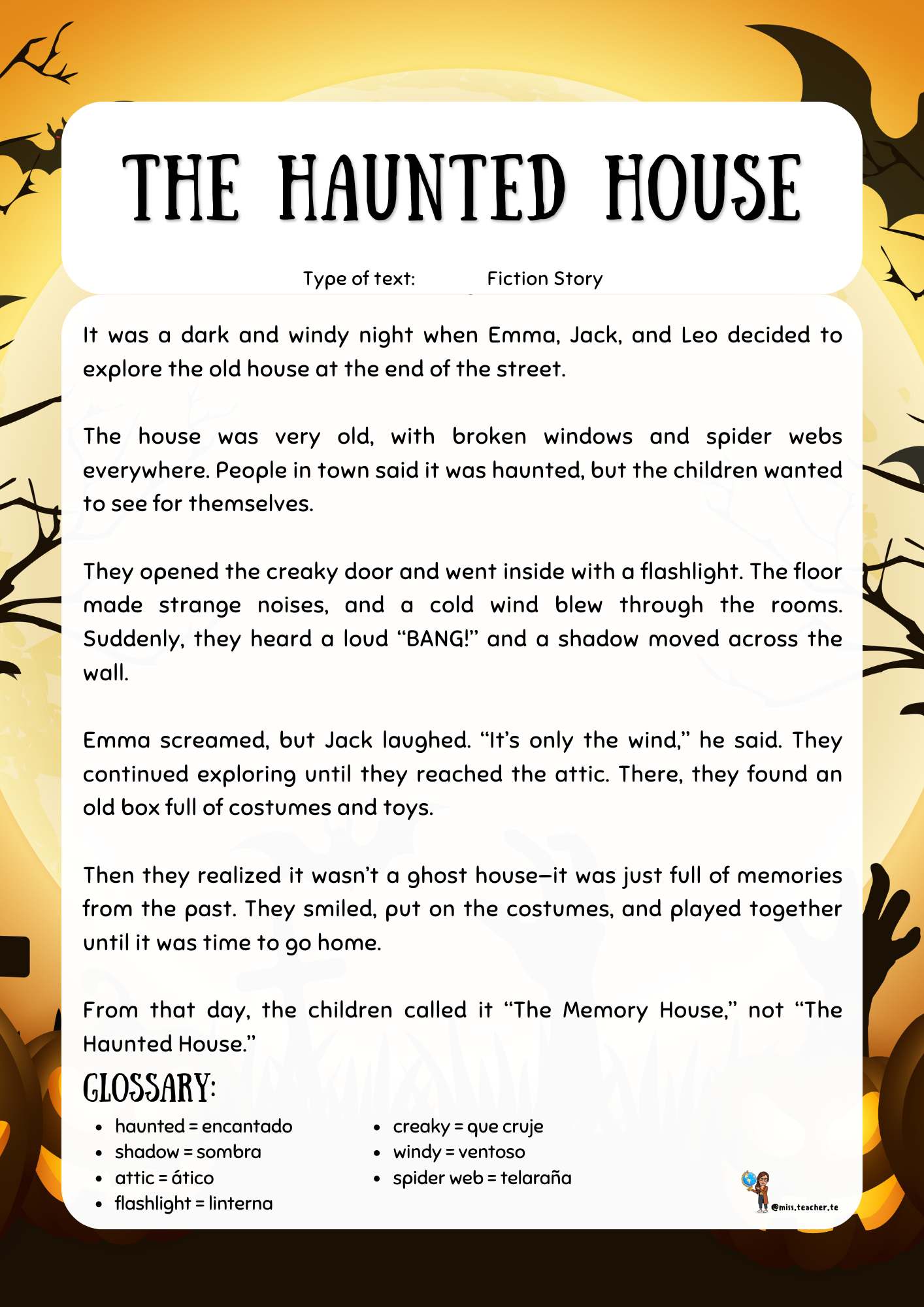 Profes Papel Tijera Halloween: Reading comprehensions (1º a 6º)