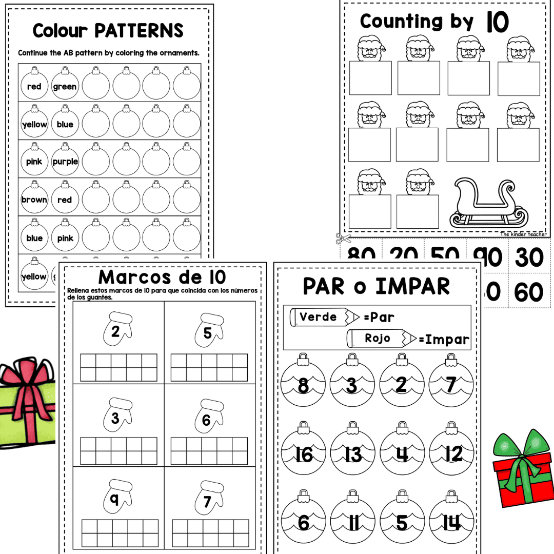 Profes Papel Tijera Cuaderno de matemáticas de Navidad - Ed. Infantil y ...