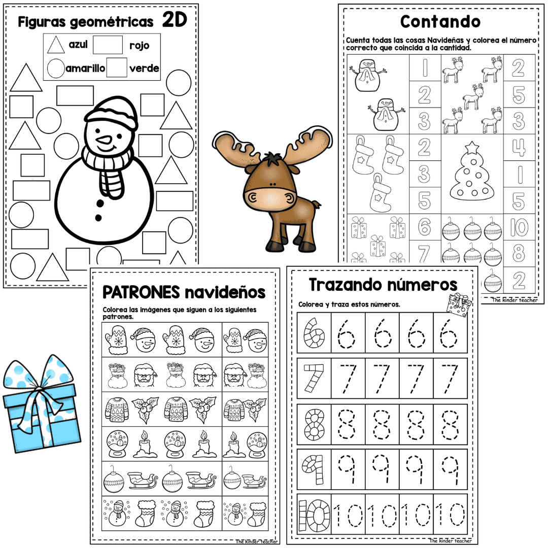 Profes Papel Tijera Cuaderno de matemáticas de Navidad - Ed. Infantil y ...