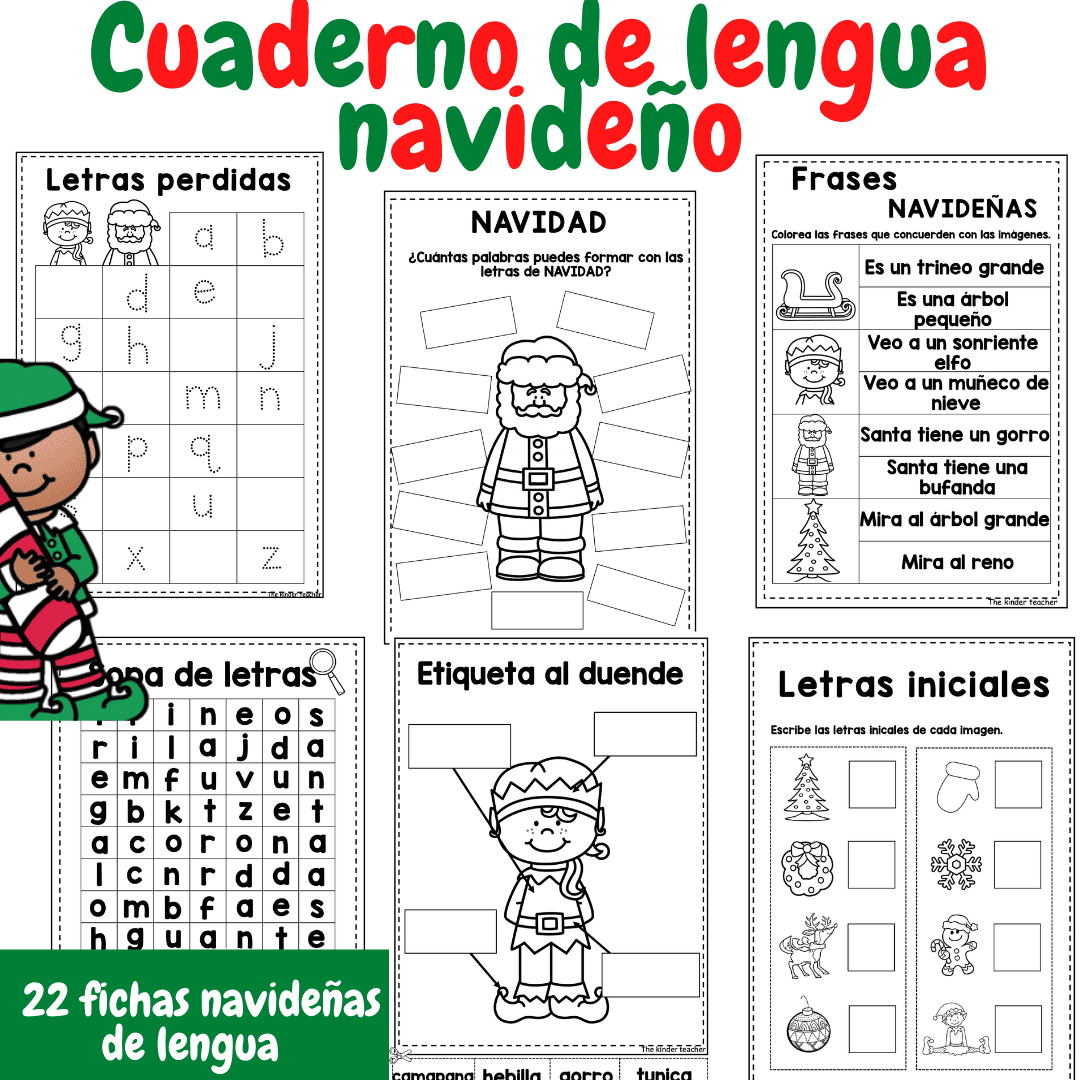 Profes Papel Tijera Cuaderno de lengua navideño - Ed. Infantil y Primaria