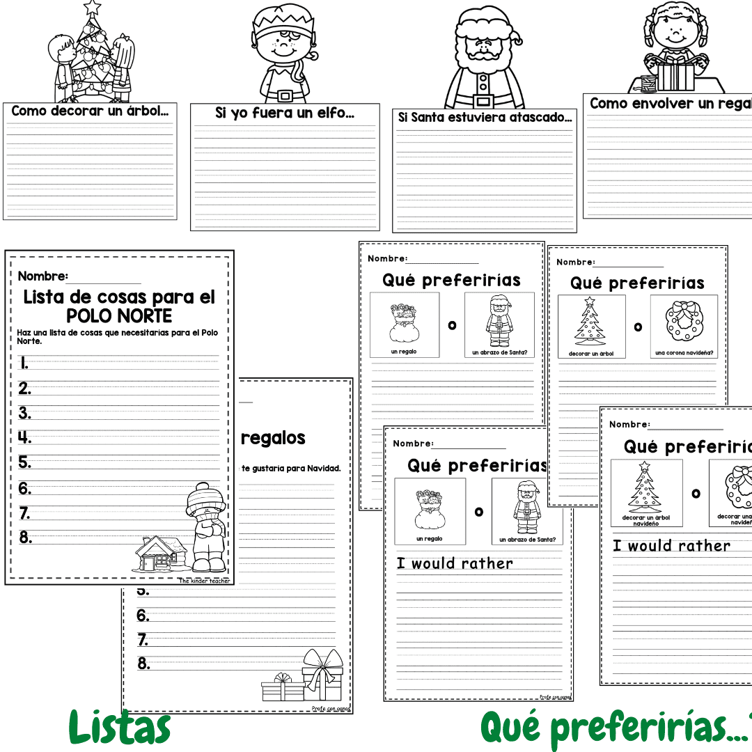 Profes Papel Tijera Plantillas de escritura de Navidad - Educación Primaria