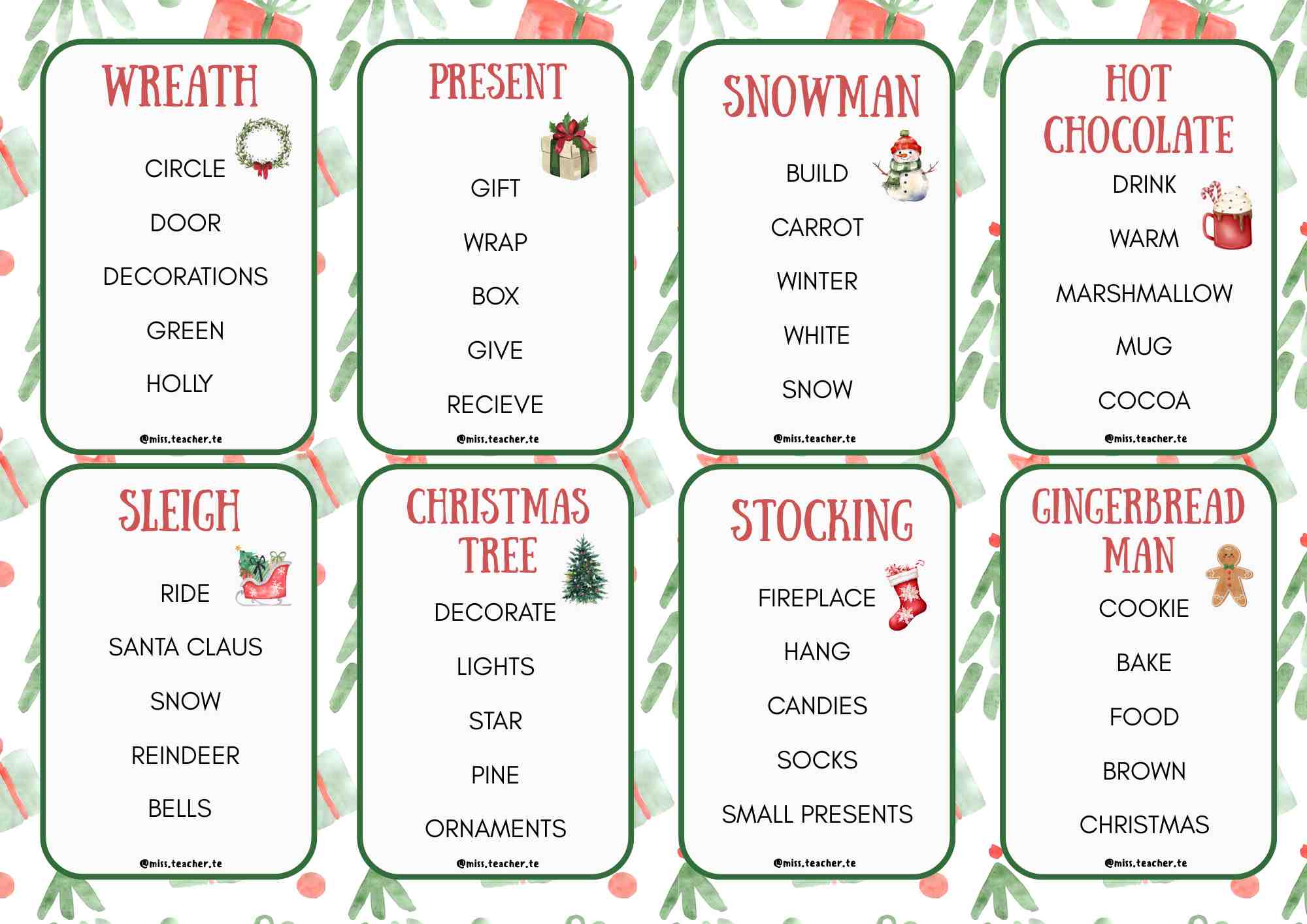 Profes Papel Tijera Christmas vocabulary: TABÚ