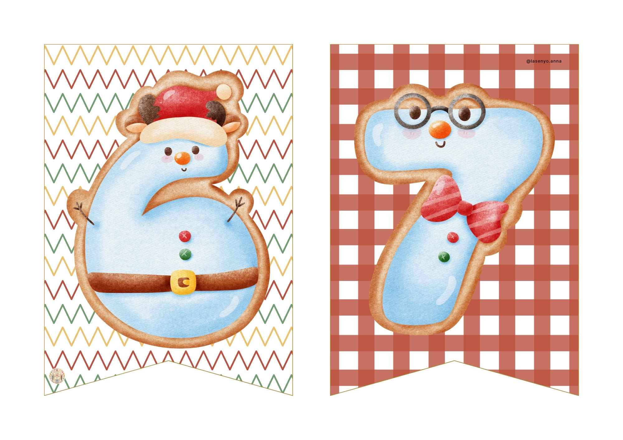 Profes Papel Tijera BANDERINES NÚMEROS NAVIDAD