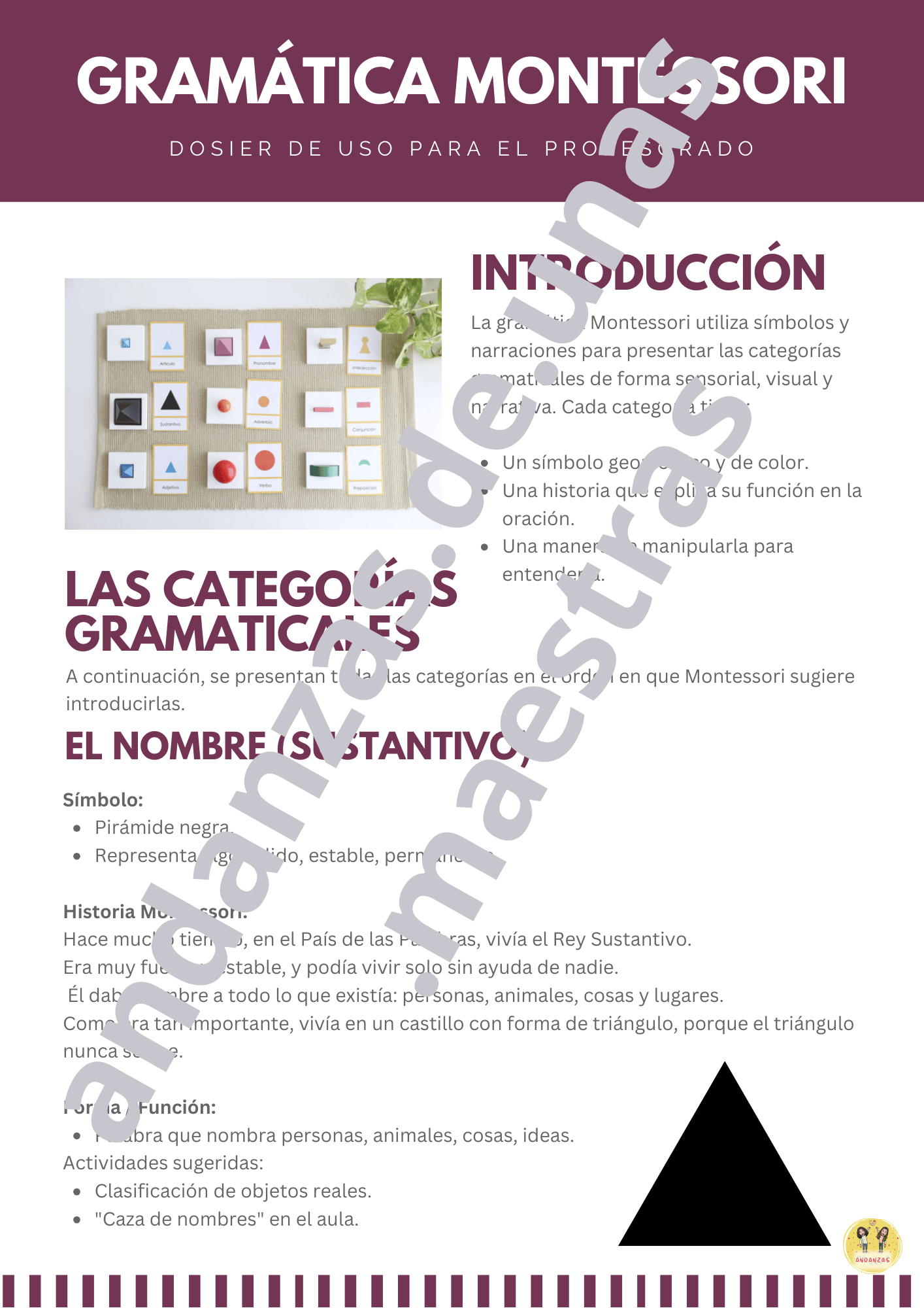 Profes Papel Tijera Gramática Montessori: dosier de uso para el profesorado