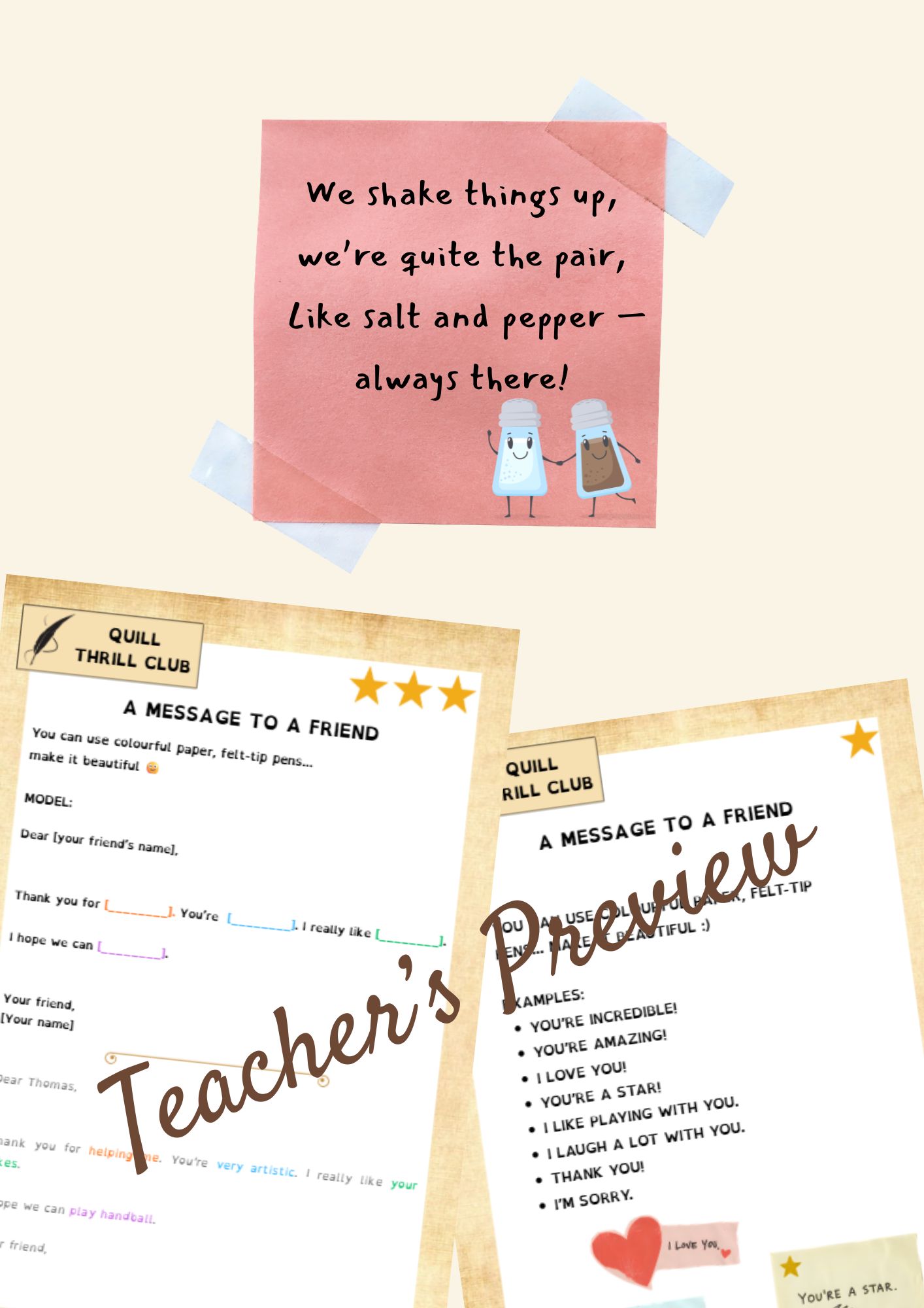 Profes Papel Tijera FREE Friendship Writing Activity | Letter & Message ...