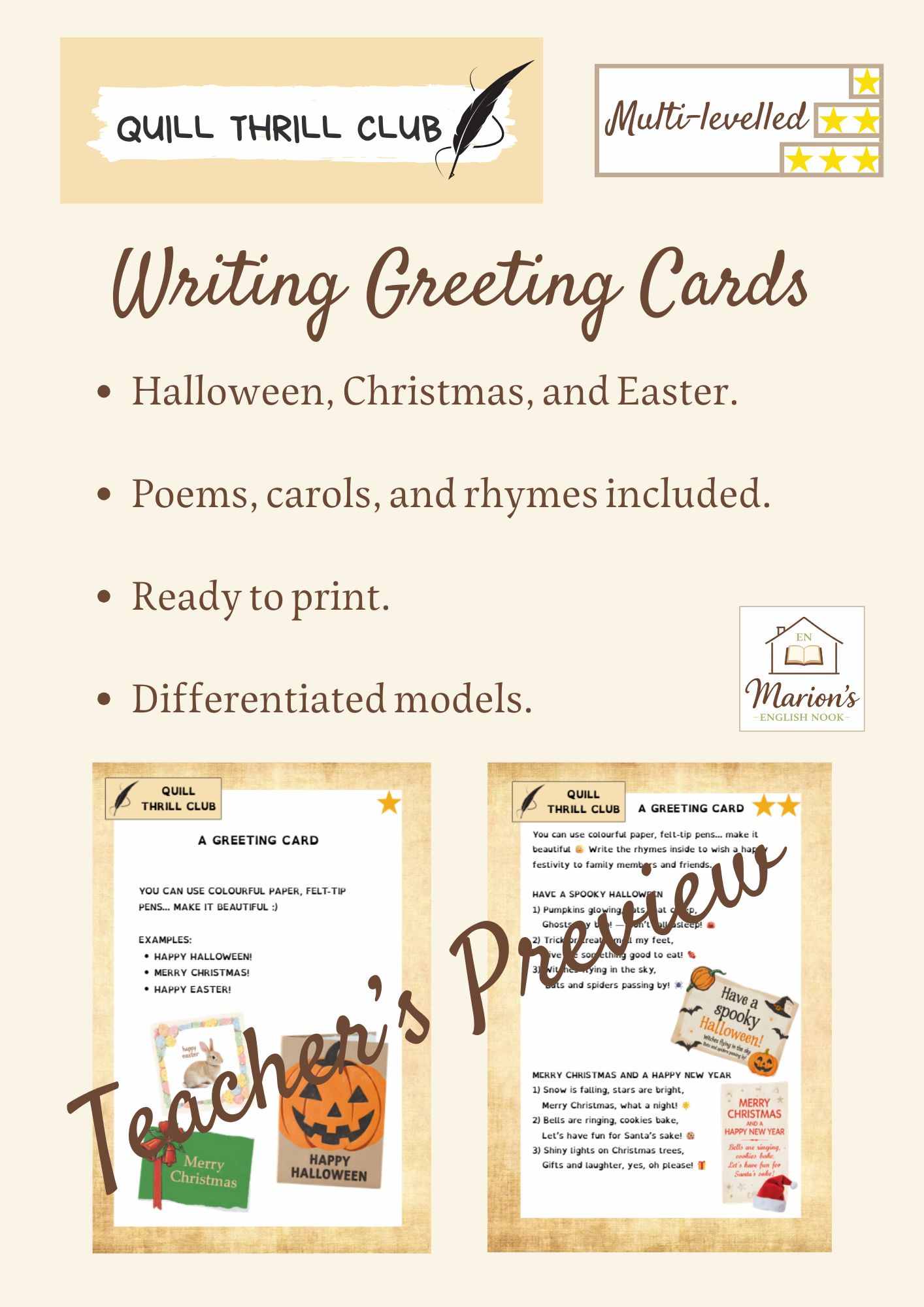 Profes Papel Tijera Differentiated Greeting Card Craft Writing Year ...