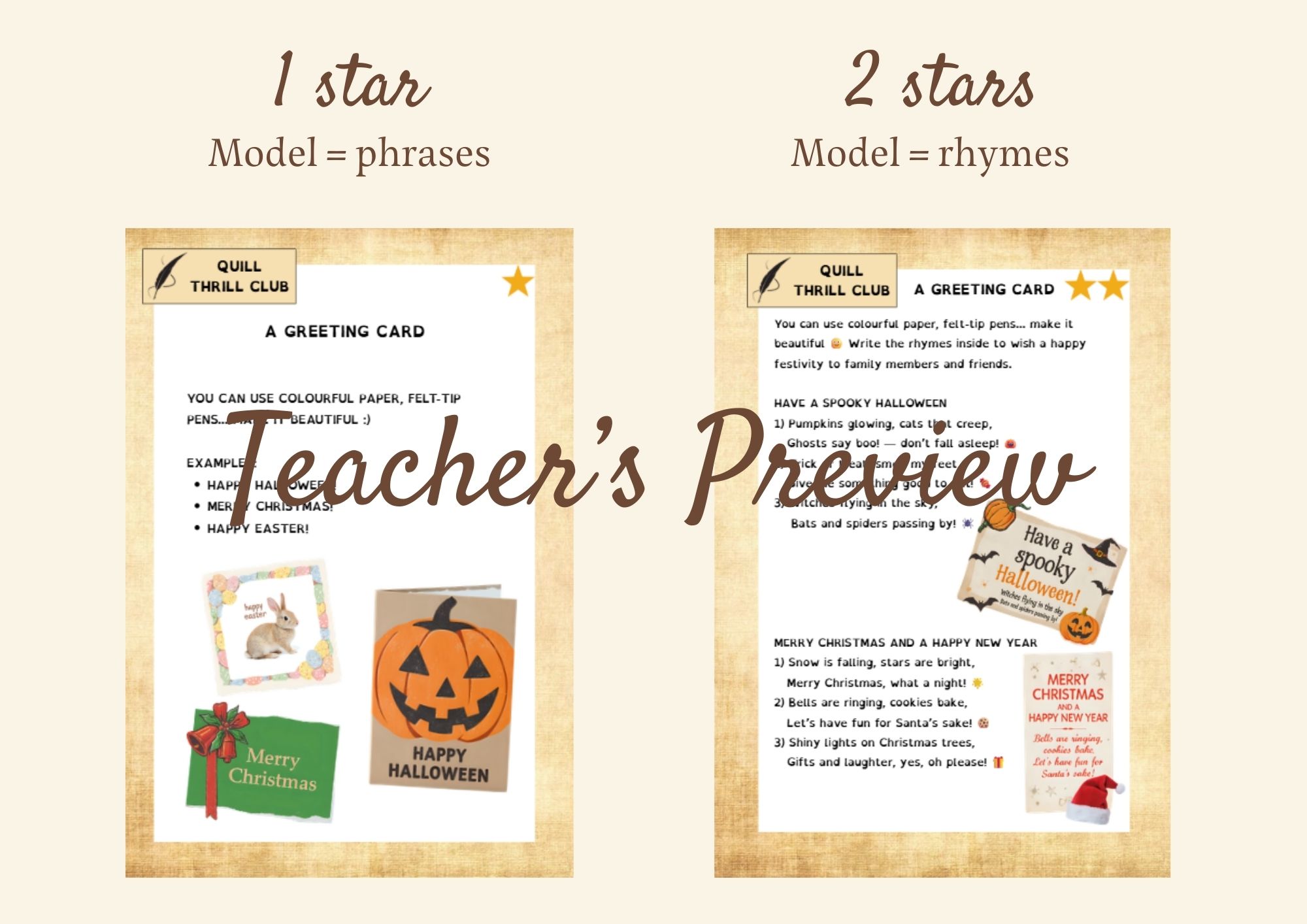 Profes Papel Tijera Differentiated Greeting Card Craft Writing Year ...