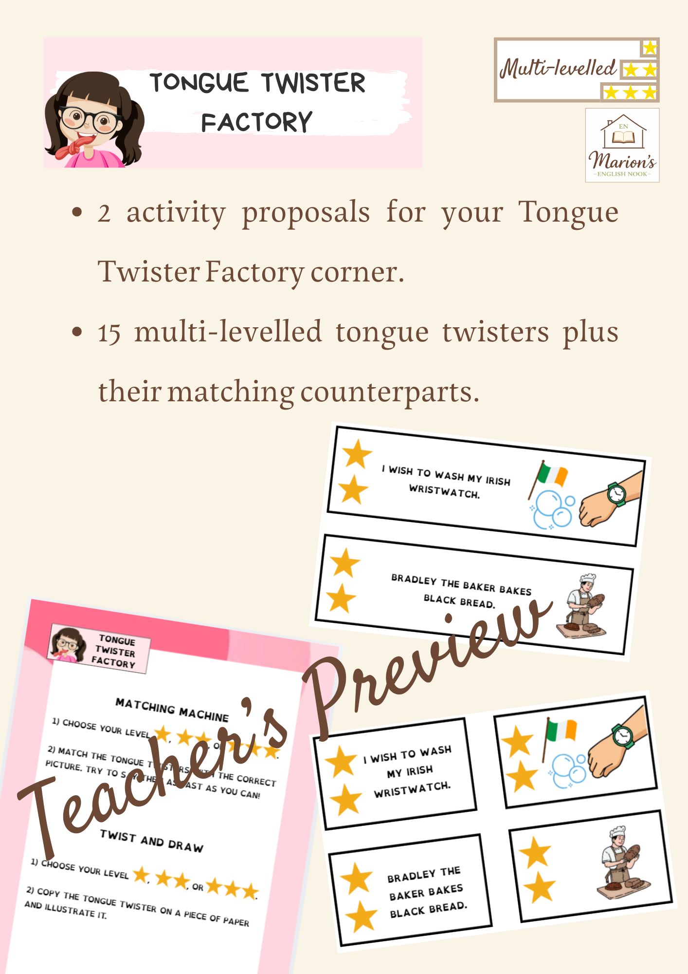 Profes Papel Tijera FREE SAMPLE Tongue Twisters Activities ...